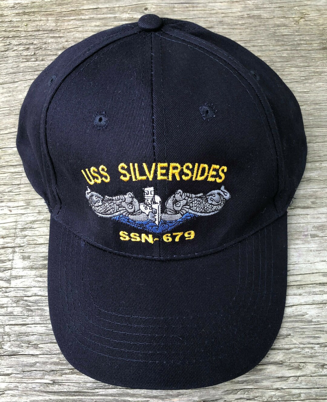 USS Silversides SSN 679 Ball Cap Embroidered Silver Dolphins Submarine ...