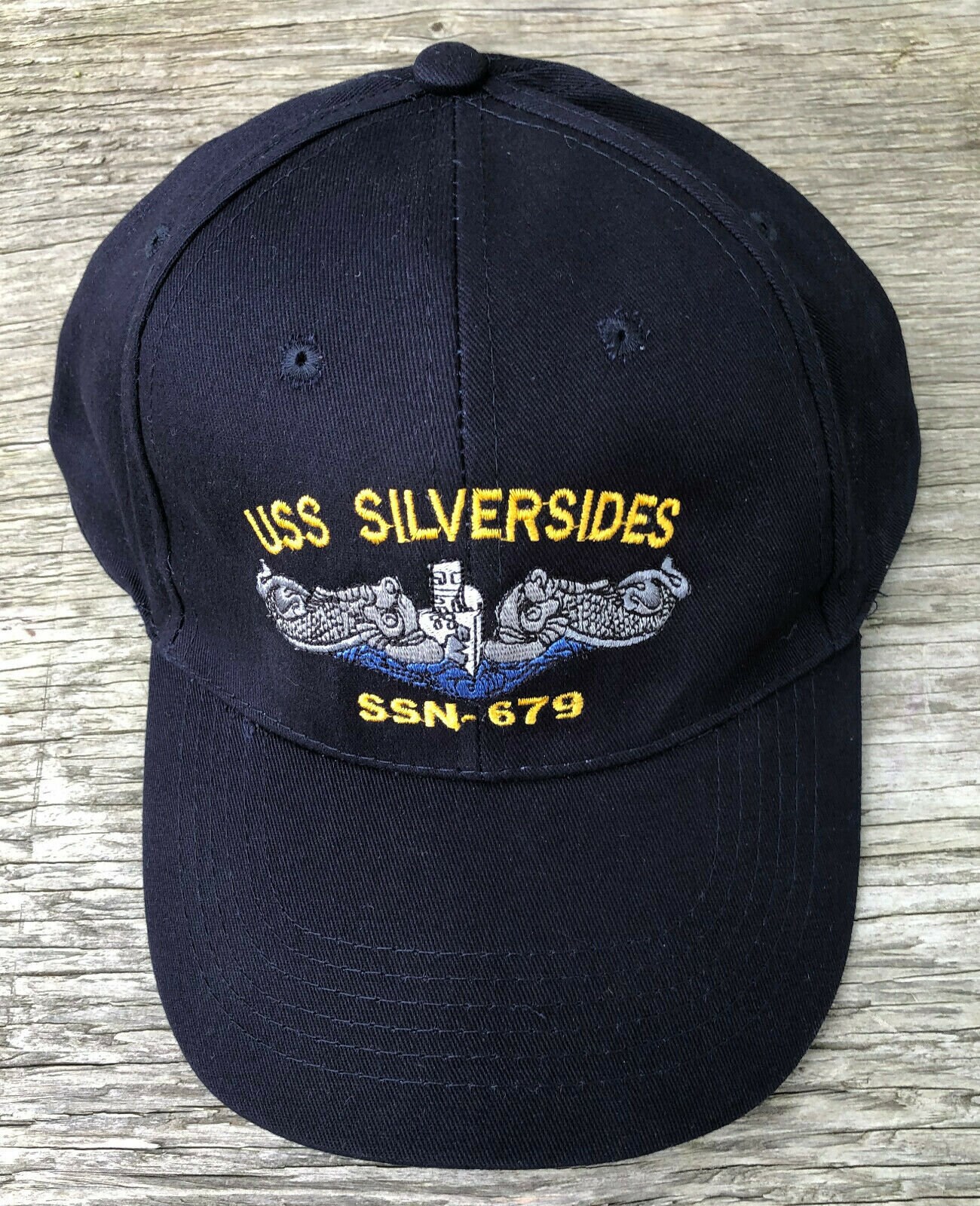 USS Silversides SSN 679 Ball Cap Embroidered Silver Dolphins Submarine ...