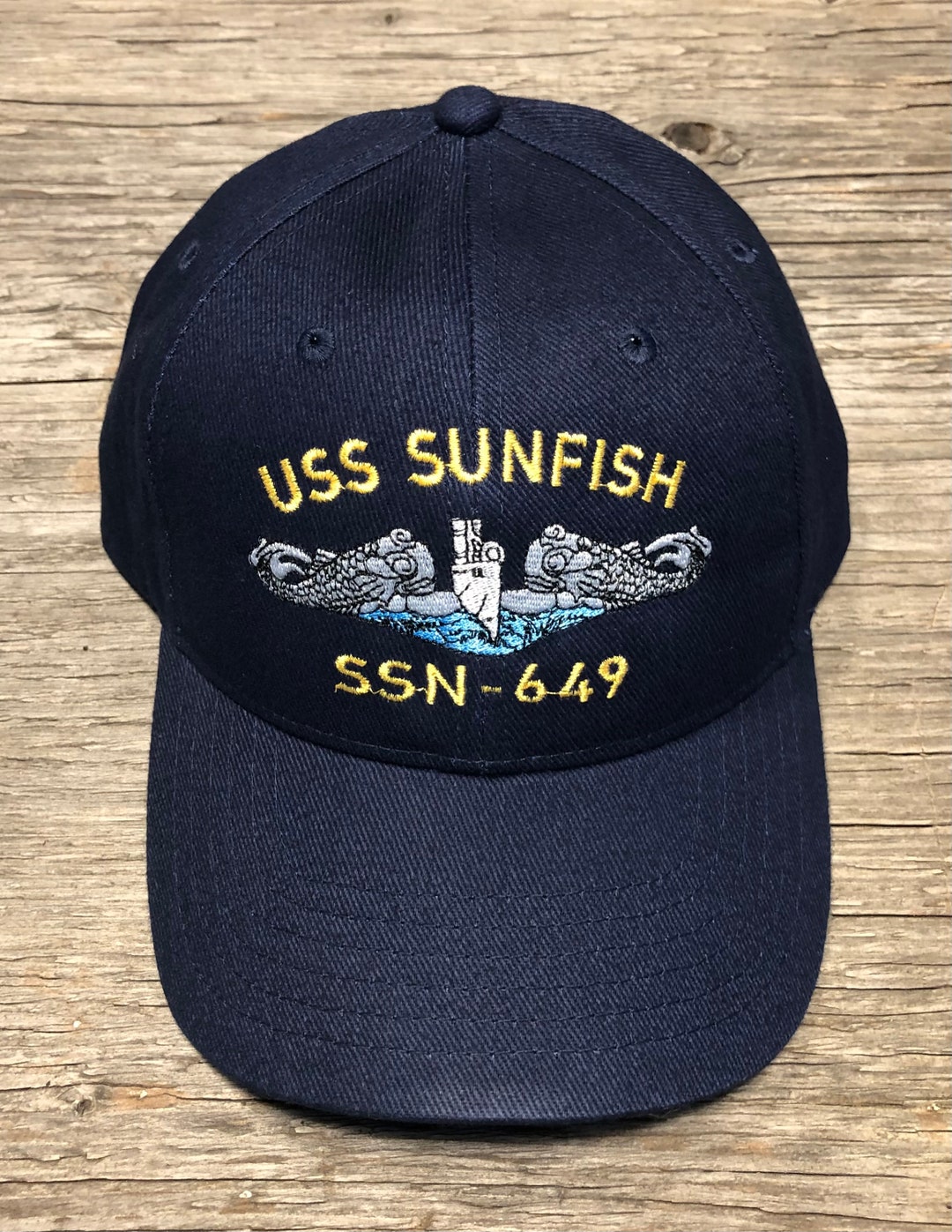 USS Sunfish SSN-649 Ball Cap Submarine Enlisted Silver Dolphins Sub Vet ...