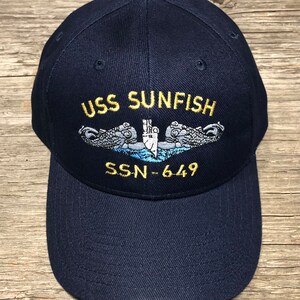 USS Sunfish SSN-649 Ball Cap Submarine Enlisted Silver Dolphins Sub Vet ...