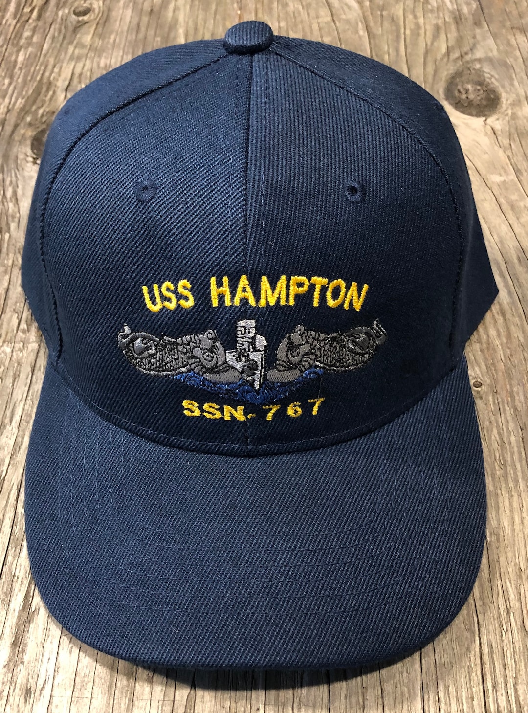 USS Hampton SSN-767 Ball Cap Embroidered Submarine Silver Dolphins US ...