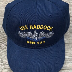 USS Haddock SSN-621 Ball Cap Embroidered Submarine Enlisted Silver ...