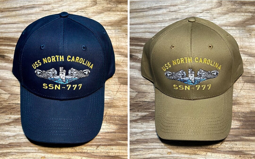 USS North Carolina SSN-777 Ball Cap Embroidered Submarine Silver ...