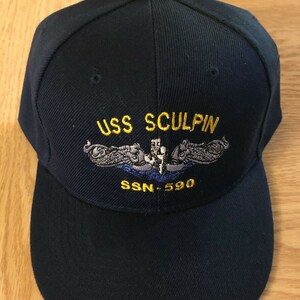 USS Sculpin SSN-590 Ball Cap Embroidered Submarine Silver Dolphins US ...