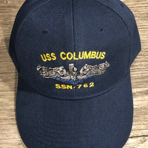 USS Columbus SSN-762 Ball Cap Embroidered Submarine Silver Dolphins US ...