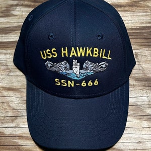 USS Hawkbill SSN-666 Ball Cap Submarine Silver Enlisted Dolphins ...