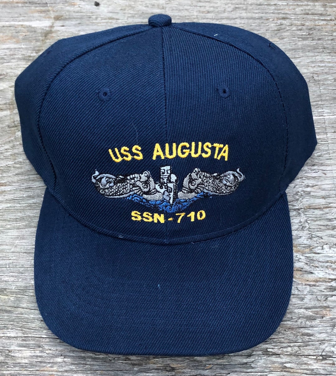 USS Augusta SSN-710 Ball Cap Embroidered Submarine Silver Dolphins US ...