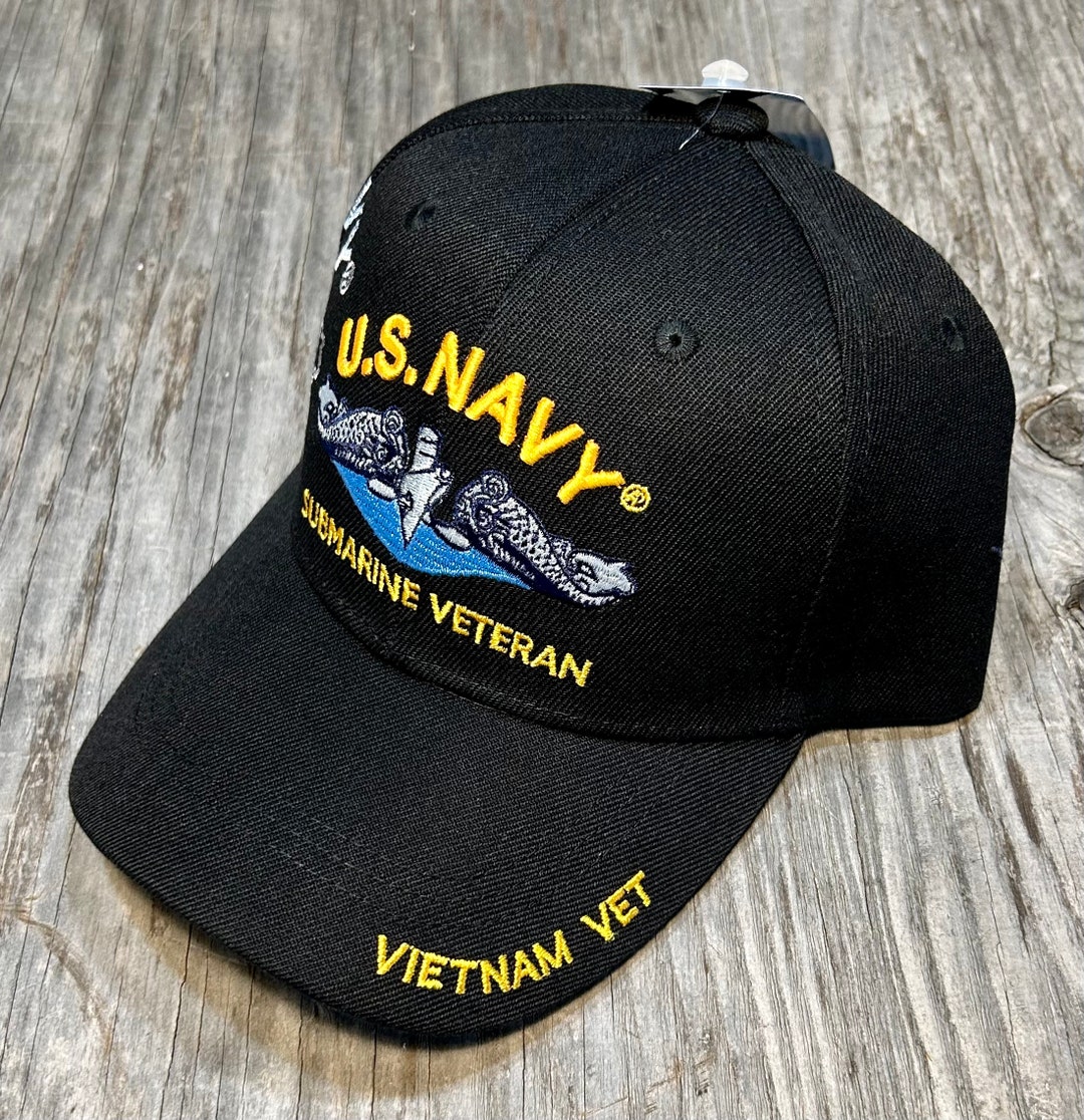 US Navy Submarine Service VIETNAM VET Ball Cap Silver Dolphins Sub ...