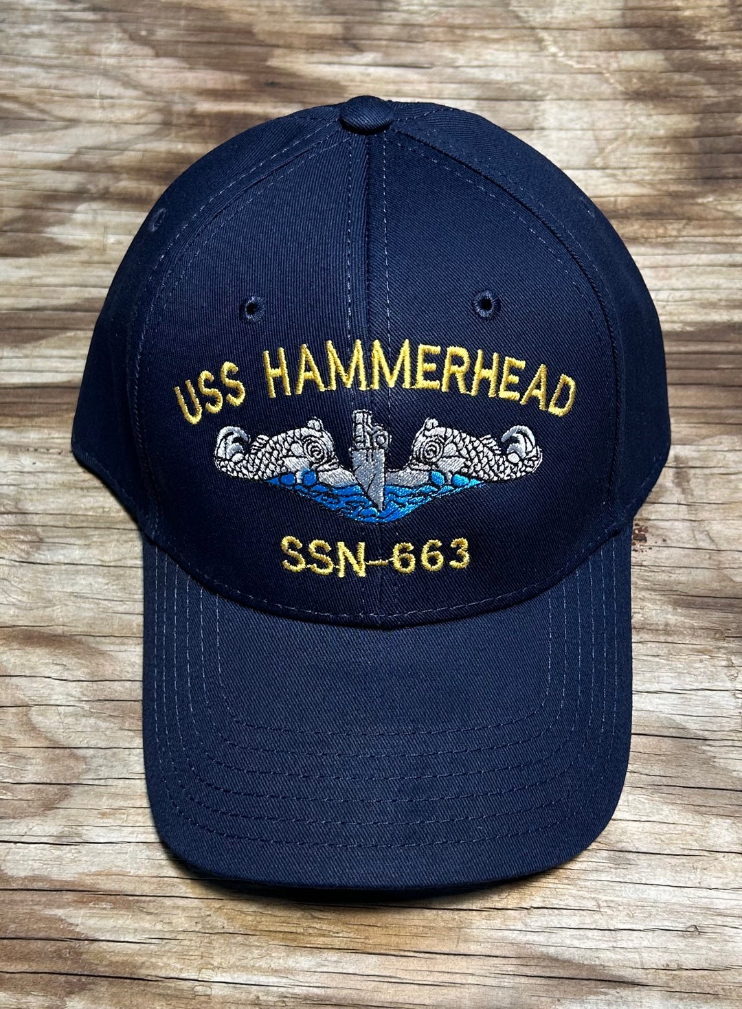 USS Hammerhead SSN-663 Ball Cap Embroidered Submarine Silver Dolphins ...