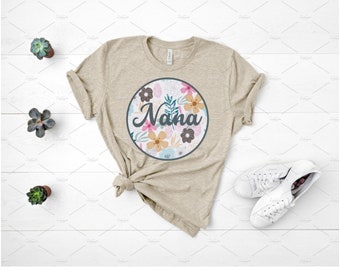 Nana Pink Floral PNG Digital Download Hand Drawn Sublimation DTF - Etsy