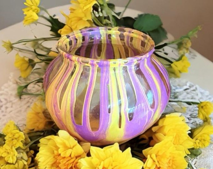 Small Hand Painted Fluid Art Vase, Pouring Acrylic Glass Vase, Small ...