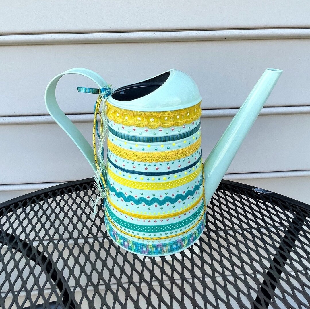 Hand-painted Metal Watering Can: Functional Garden Decor - BOHEMIAN ...