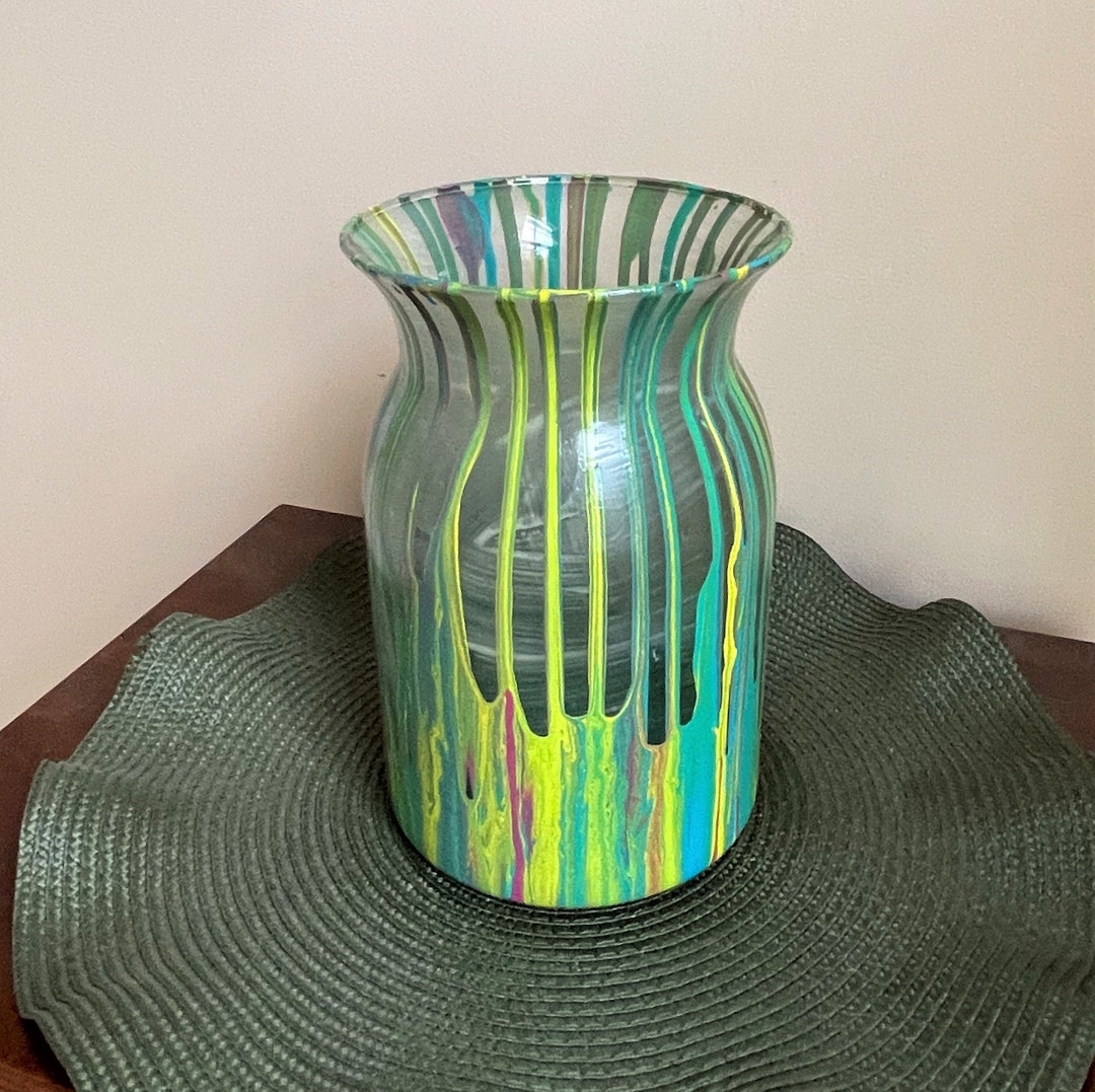 Decorative Hand Painted Glass Vase Handcrafted Flower Vase - Etsy