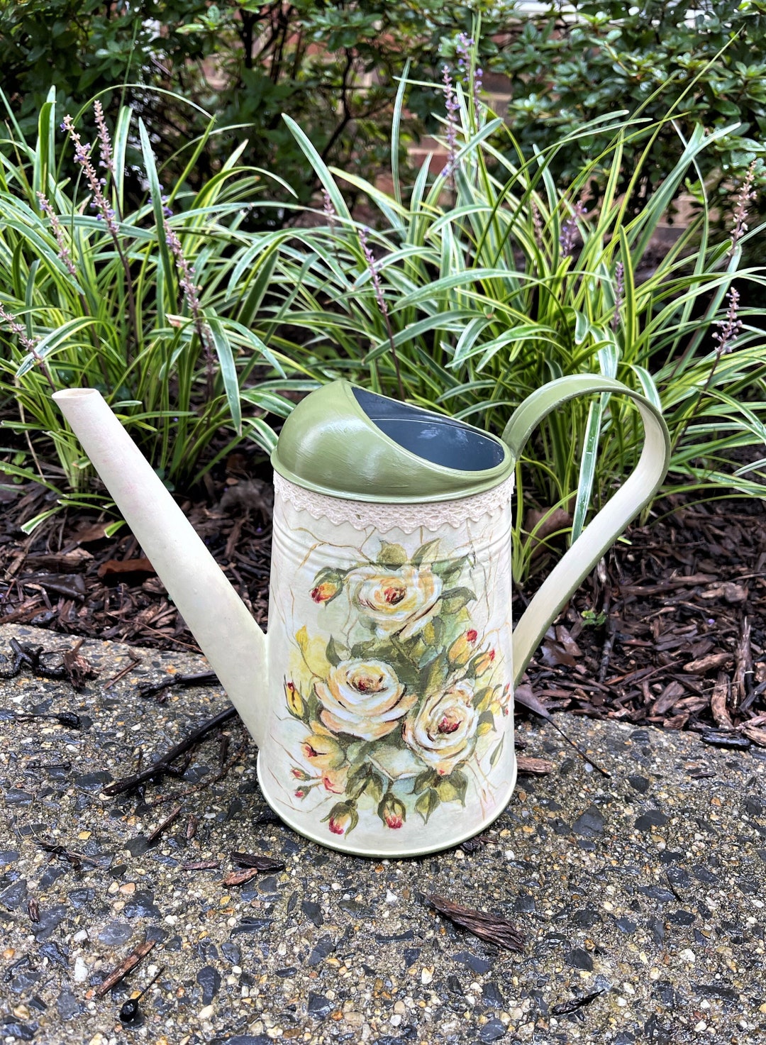 Metal Hand Painted Watering Can, Garden Decor, Watering Garden Tools ...