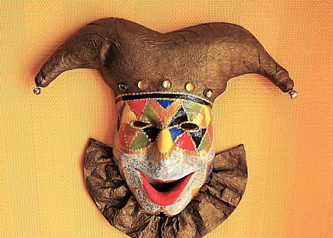 Hand Painted Mask Jester, Joker Mask, Jester Masquerade Mask, Full Face ...