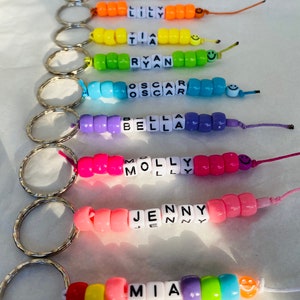 Personalised Bead Keychain, End of Year Gift, Teacher Gift to Children ...