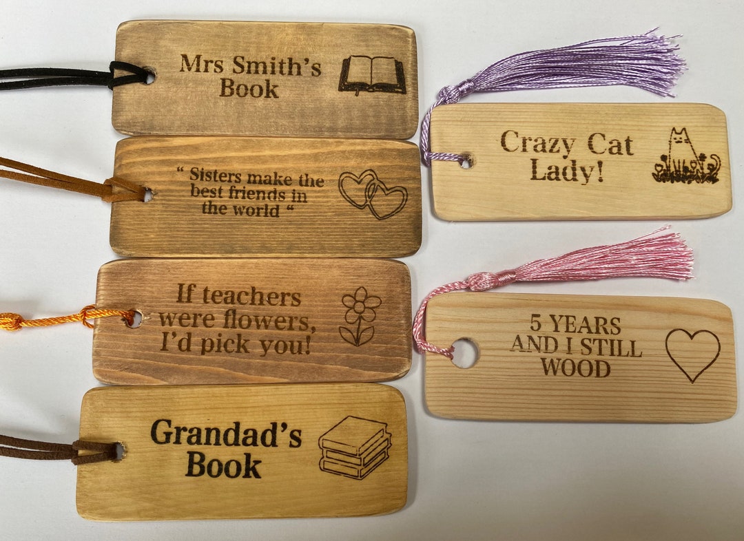 Personalised Wooden Bookmark Any Name quote or Image Student Incentive ...