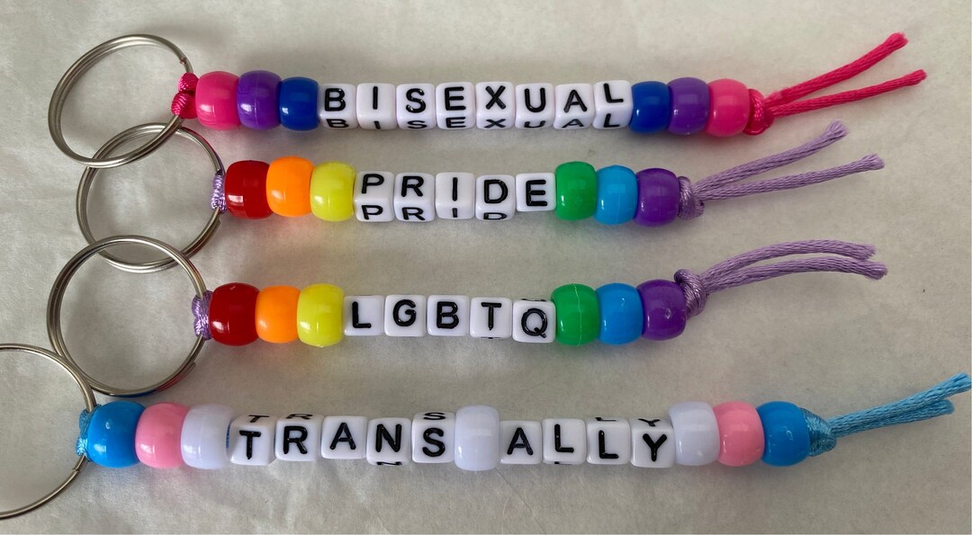 Gay Pride Rainbow Personalised Bead Keychain, Personalised Gift, Pride ...