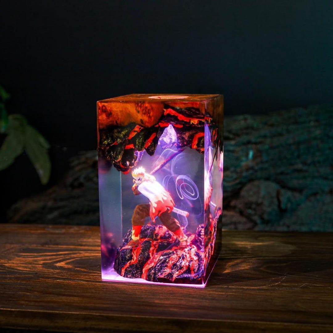 Demon Slayer Shinjuro Rengoku Anime Lamp, Kimetsu No Yaiba Night Light ...