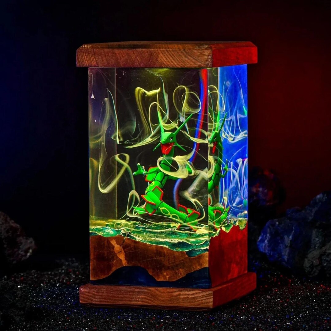 Rayquaza - Legendary Pokemon Lamp, Resin Accent Lamp, Personalized Desk ...