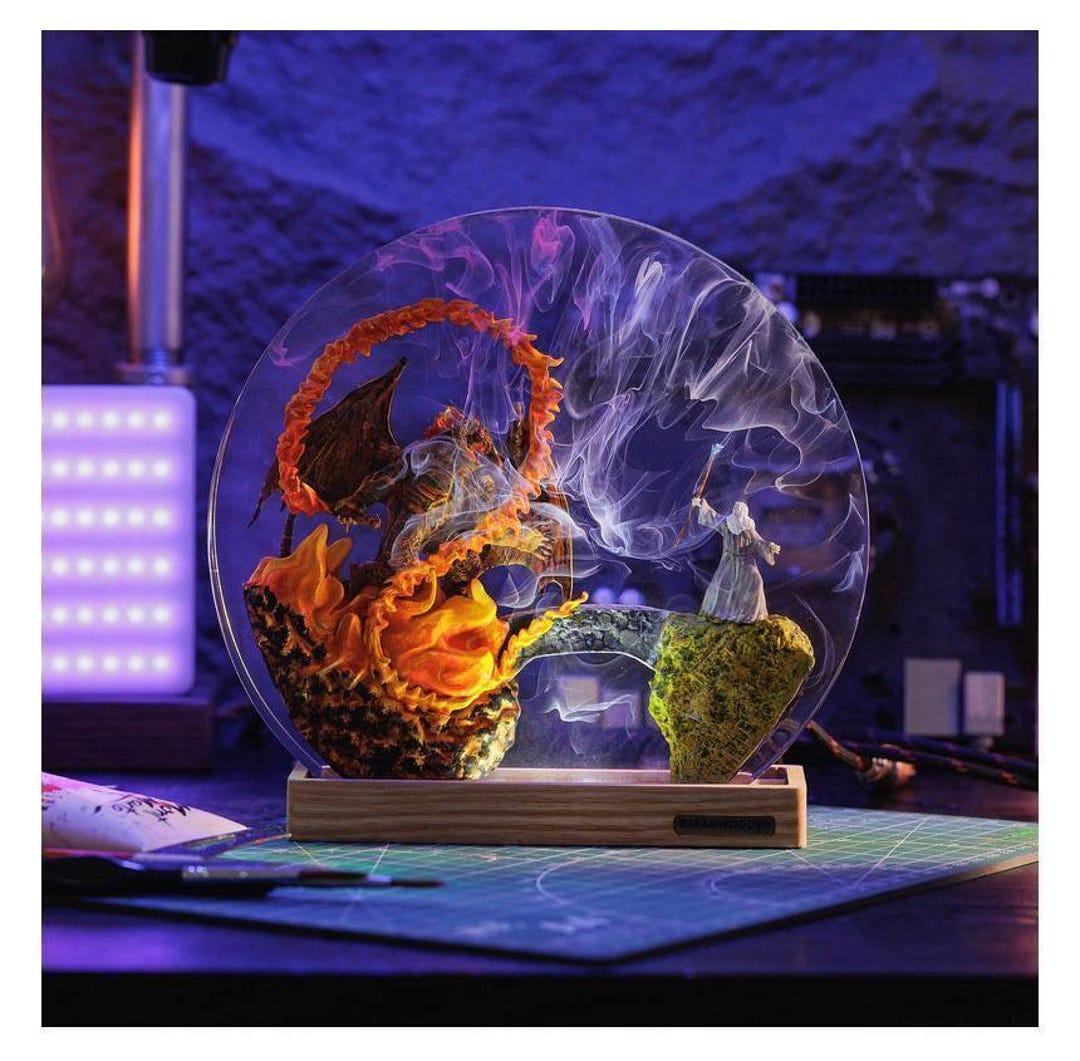 Gan.dalf - Bal.rog Epoxy Resin Lamp, Custom Anime Night Light, Japanese ...