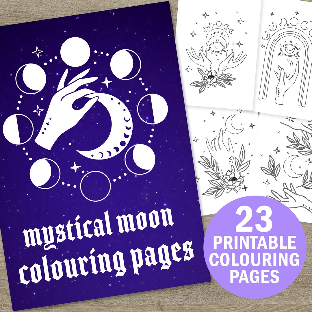 Mystic Moon Colouring Pages Printable Colouring Pages - Etsy