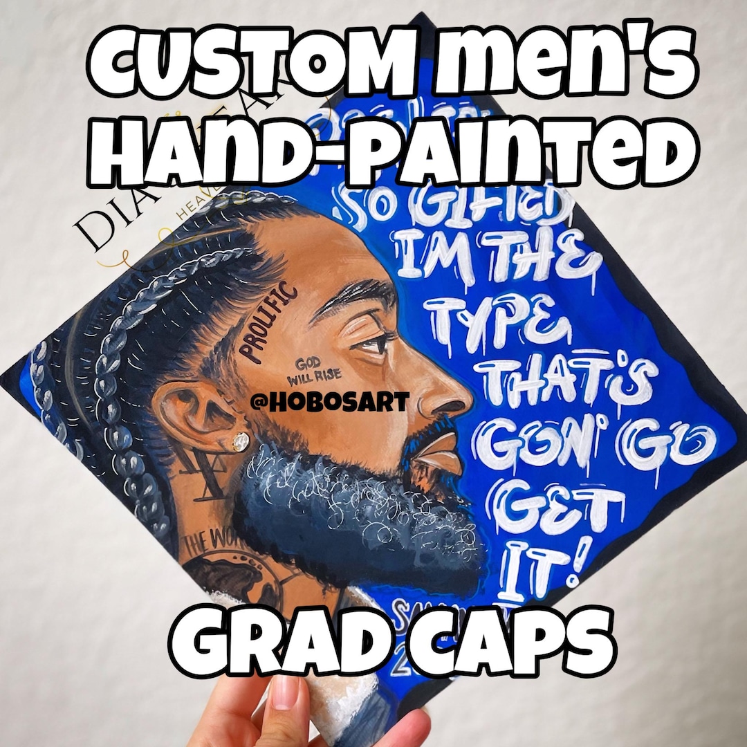 Men’s Hand-painted, Custom Graduation Caps, Cap Topper, Grad Cap for ...