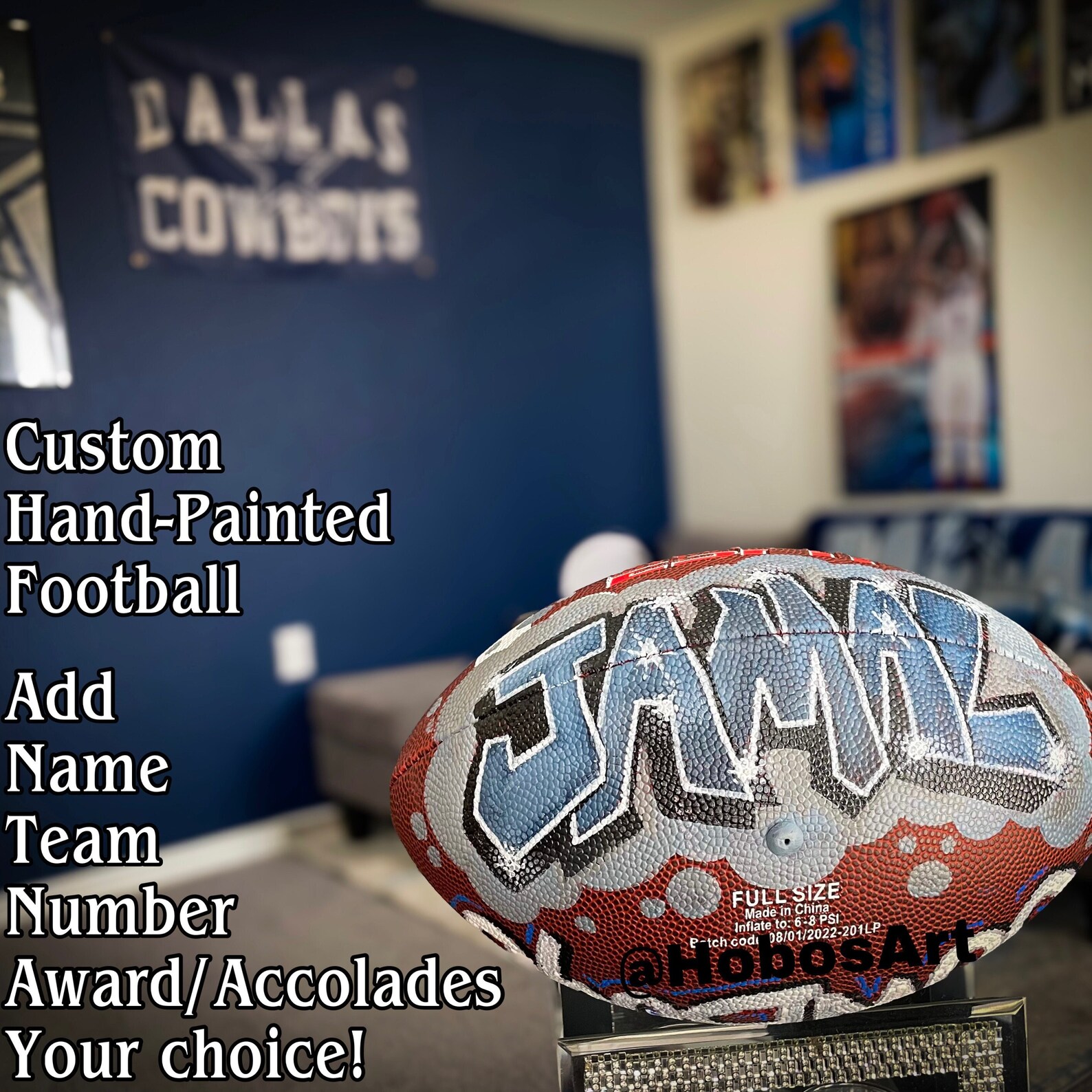 Custom Football Hand Painted - Etsy