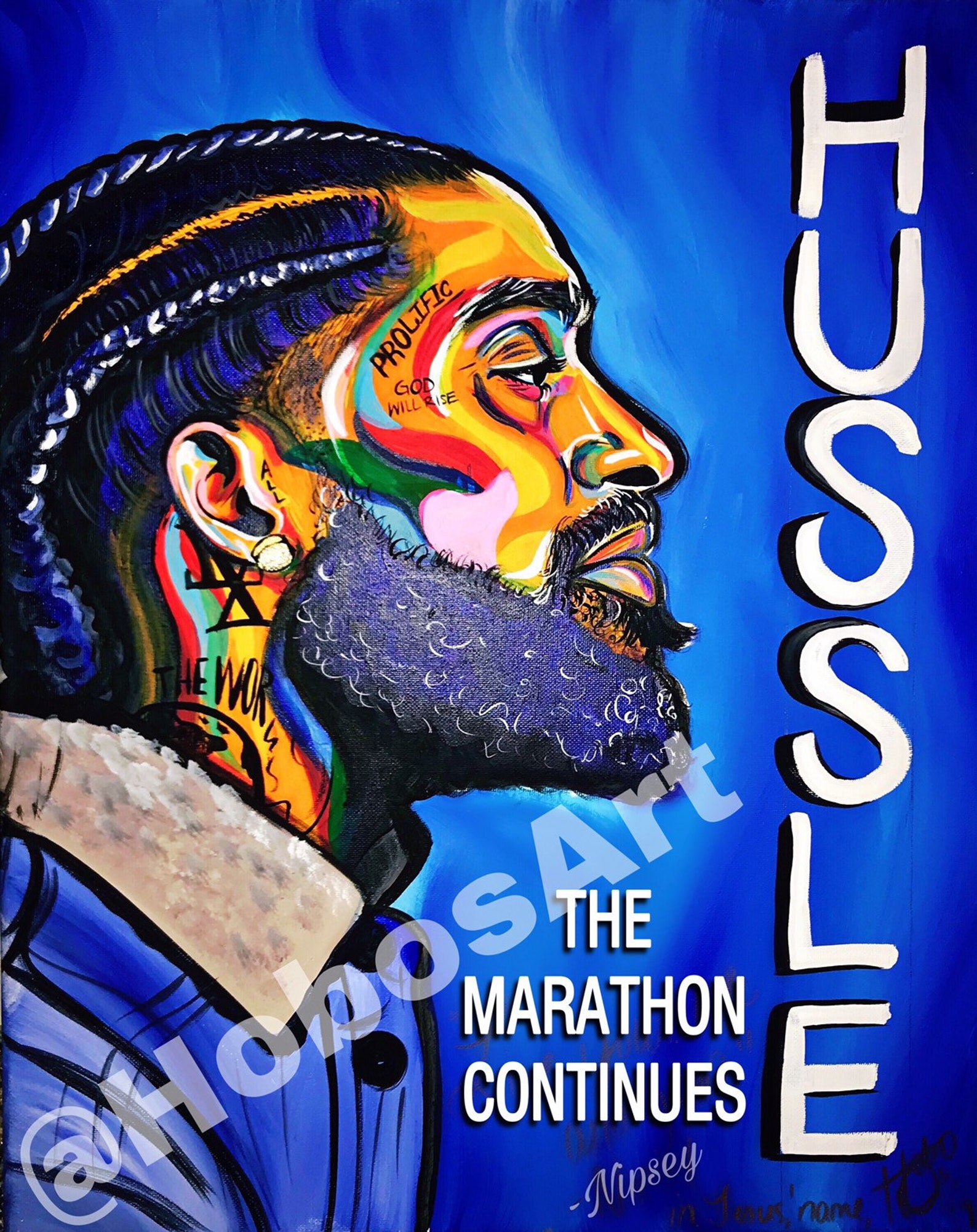 The Marathon Continues - Nipsey Hussle Colorful Wall Art - Etsy