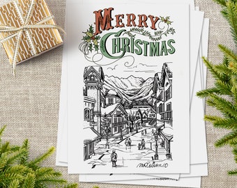 Pen and Ink Winter Scene - Etsy