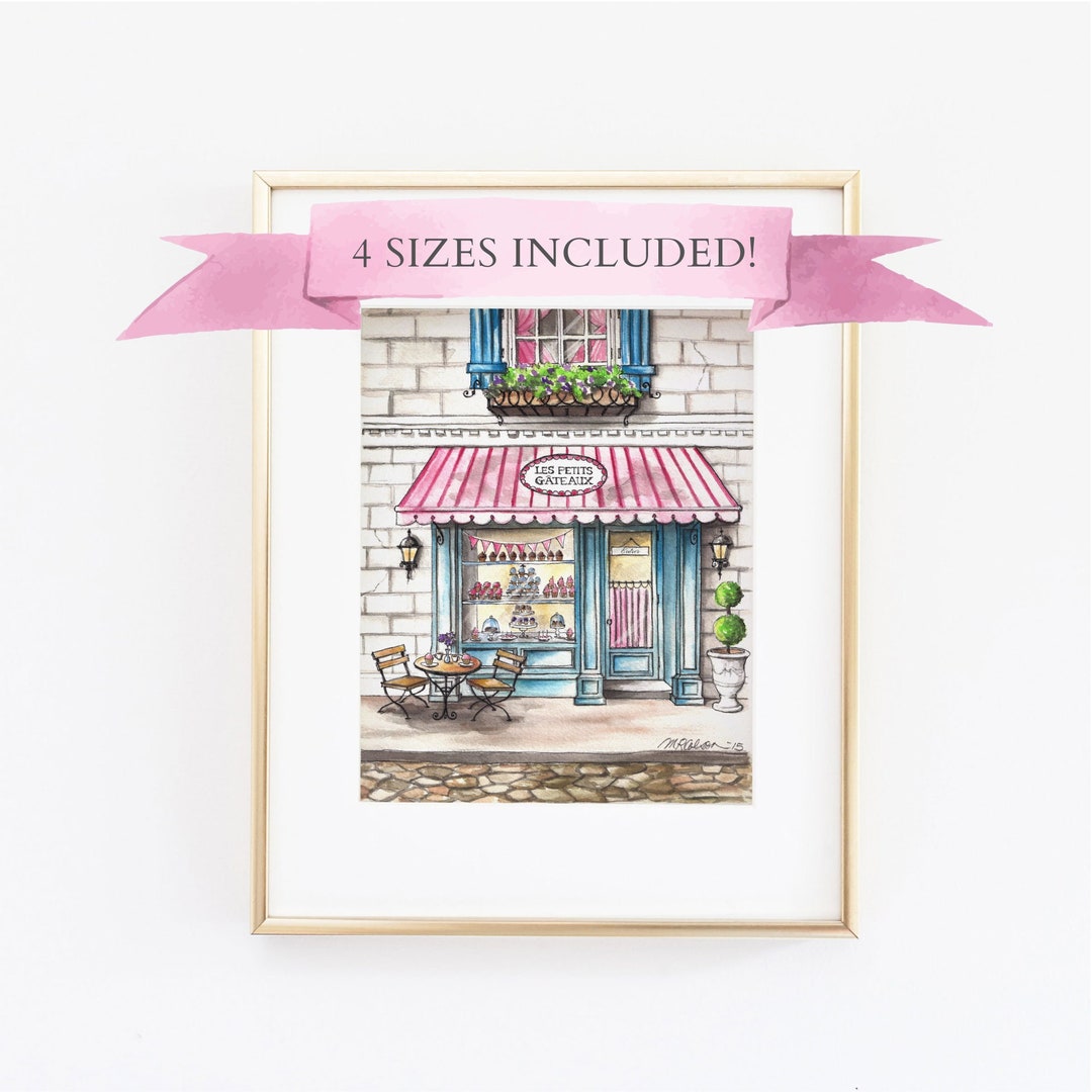 Les Petits Gateaux, Printable Wall Art, Watercolor, Patisserie, French ...