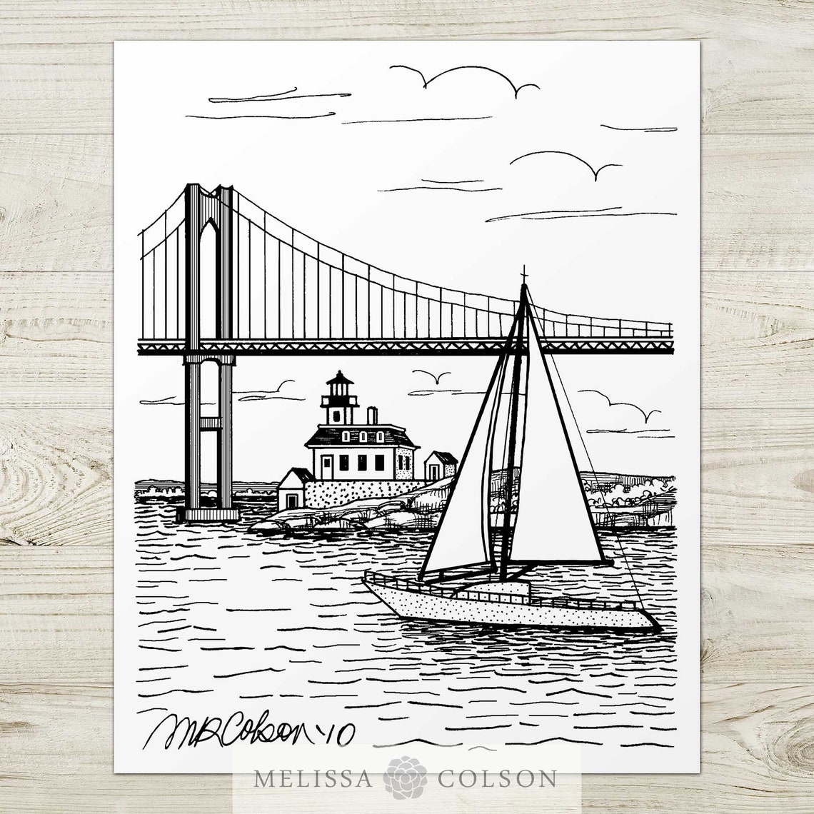 Newport, Rhode Island, Giclée Pen and Ink Print, 8x10, 11x14, 16x20 ...