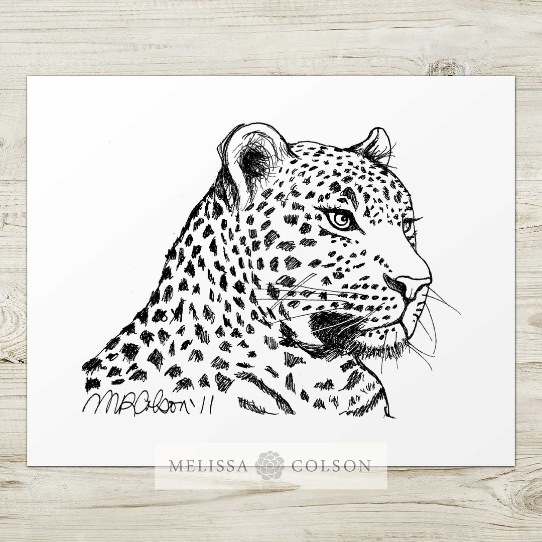 Leopard Giclée Print, Pen and Ink, 8x10, 11x14, 16x20, Illustration ...