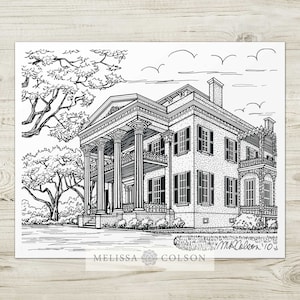 Stanton Hall, Giclée Pen and Ink Print, Architectural, 8x10, 11x14 ...