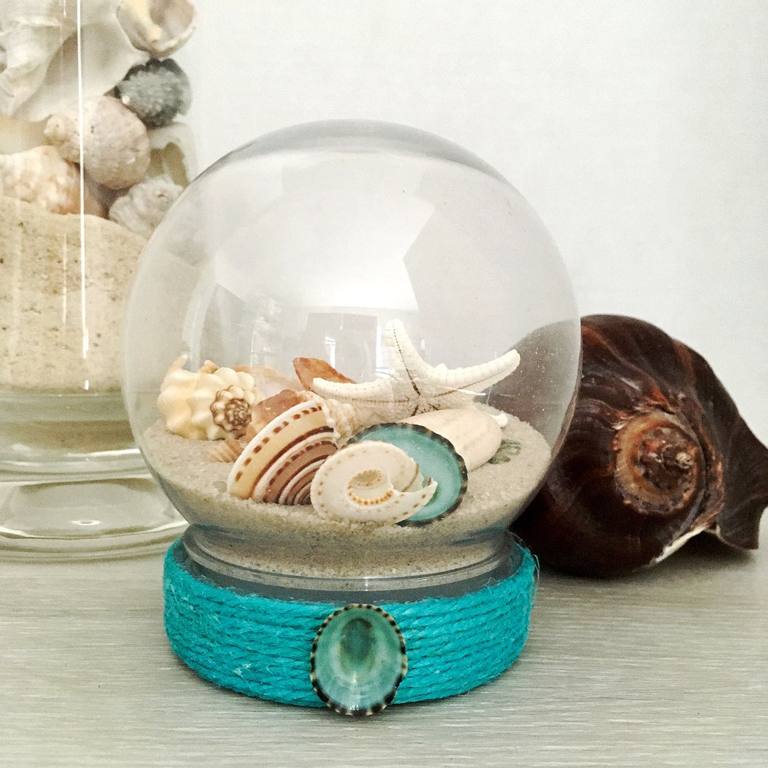 Beach Globe Sand and Seashells in a Globe, Seashell Beach Decor ...