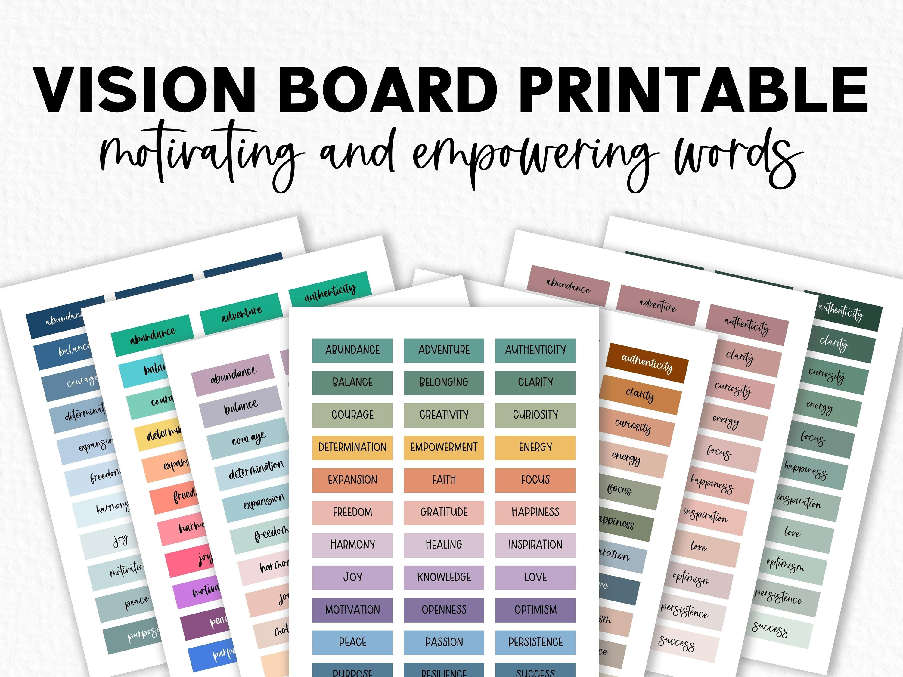 Vision Board Printable Words, Positive Words, Empowering Words, Digital Stickers, Planner ...