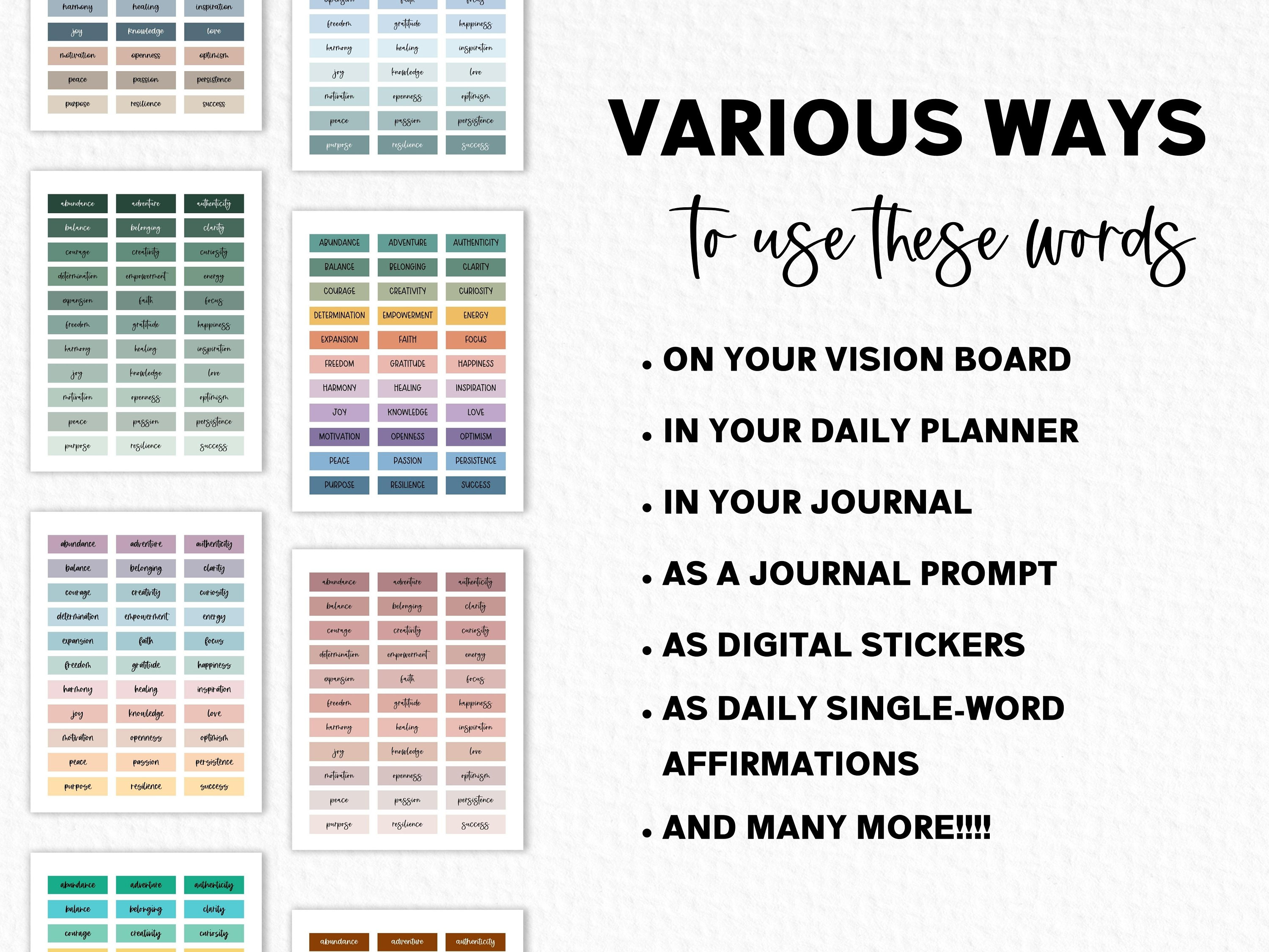 Vision Board Printable Words, Positive Words, Empowering Words, Digital ...