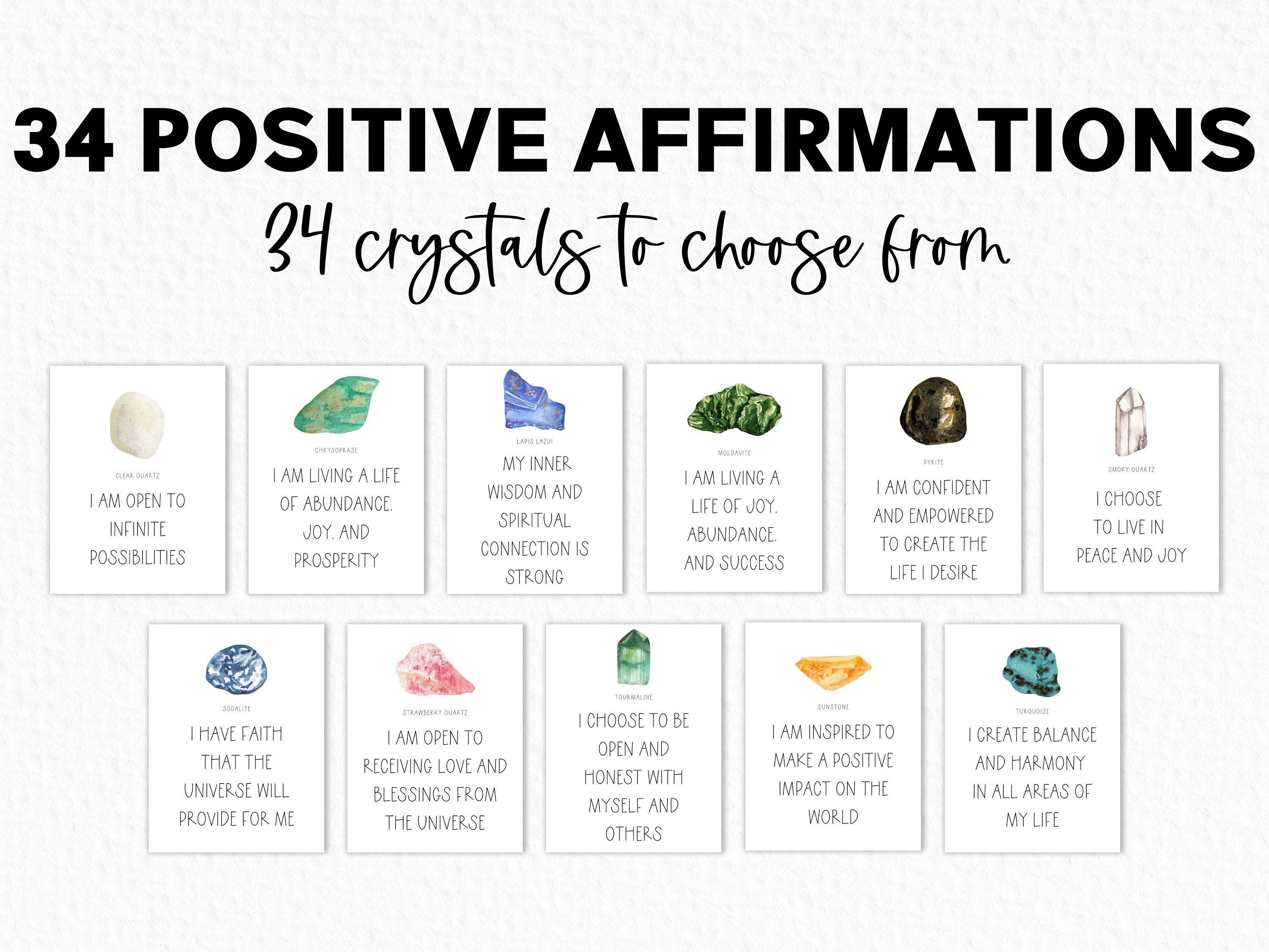 Positive Crystal Affirmations, Printable Affirmation Cards, Manifesting ...