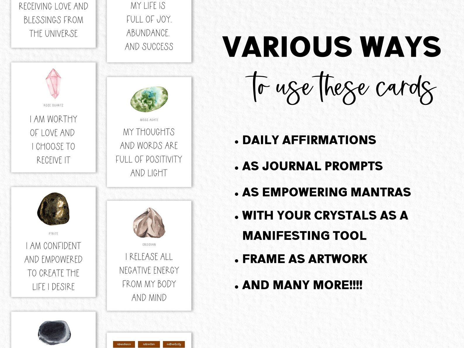 Positive Crystal Affirmations, Printable Affirmation Cards, Manifesting ...