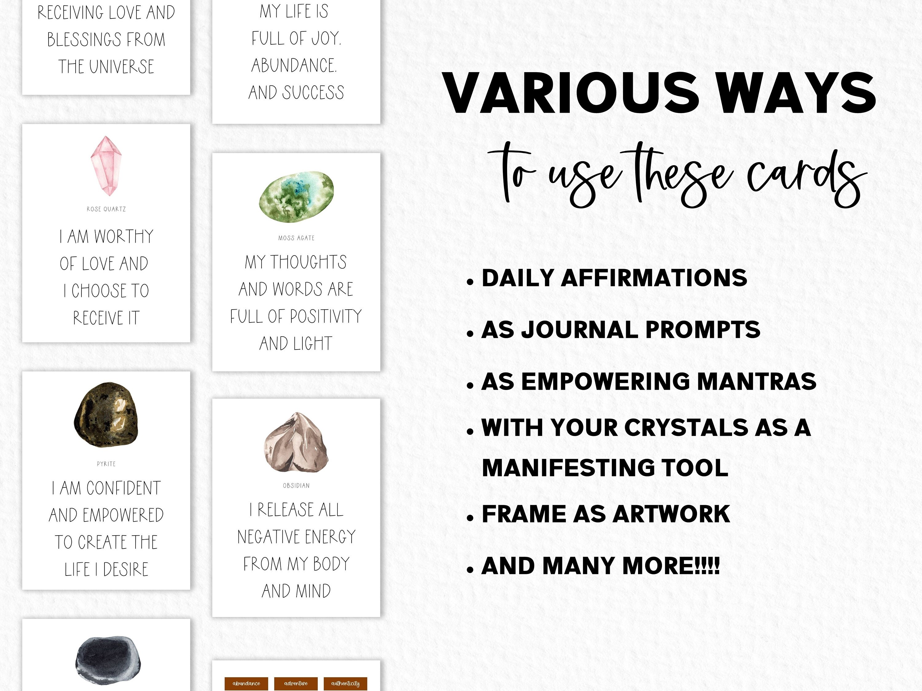 Positive Crystal Affirmations, Printable Affirmation Cards, Manifesting ...