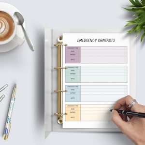 Printable Contact List | Important Phone Numbers Printable | Contact ...