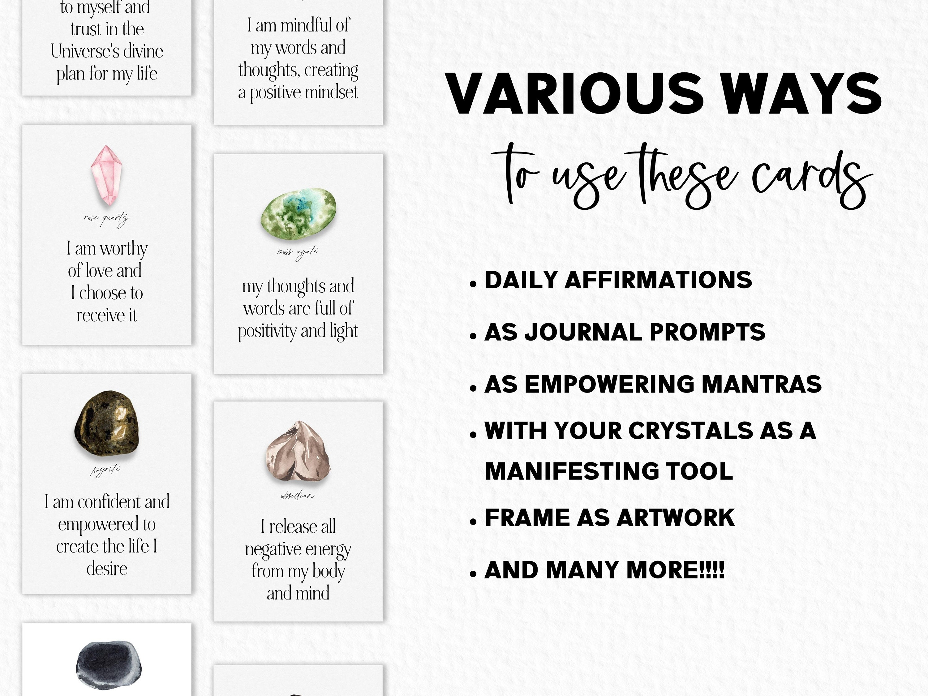 Positive Crystal Affirmations, Printable Affirmation Cards, Manifesting ...