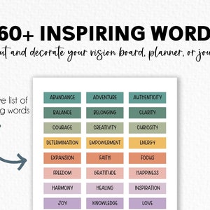 Vision Board Printable Words, Positive Words, Empowering Words, Digital ...