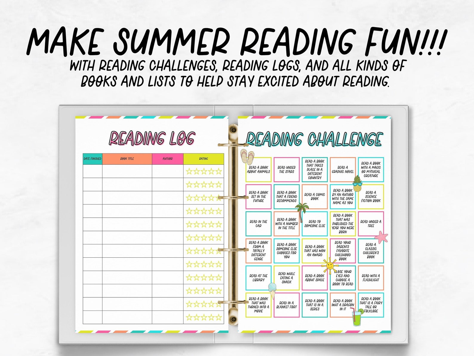 Summer Reading Tracker Bundle Printable | Kids Summer Printable ...