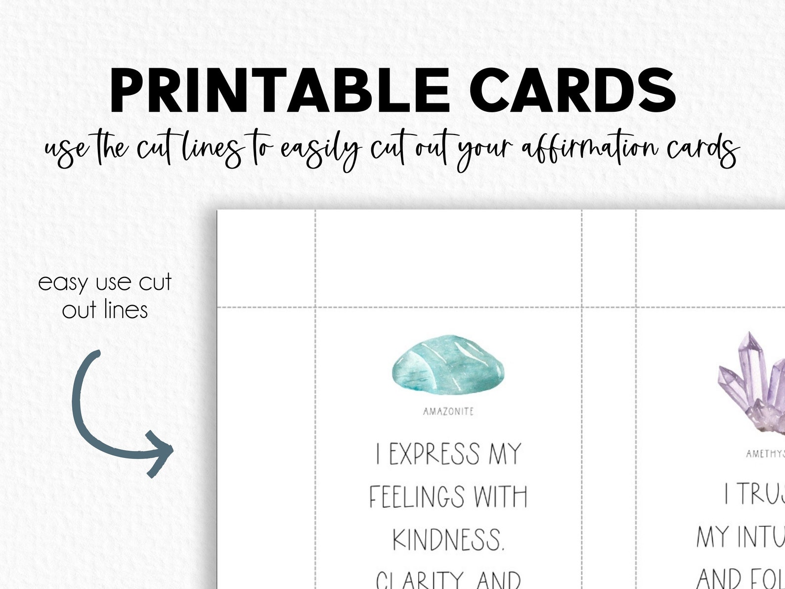 Positive Crystal Affirmations, Printable Affirmation Cards, Manifesting ...