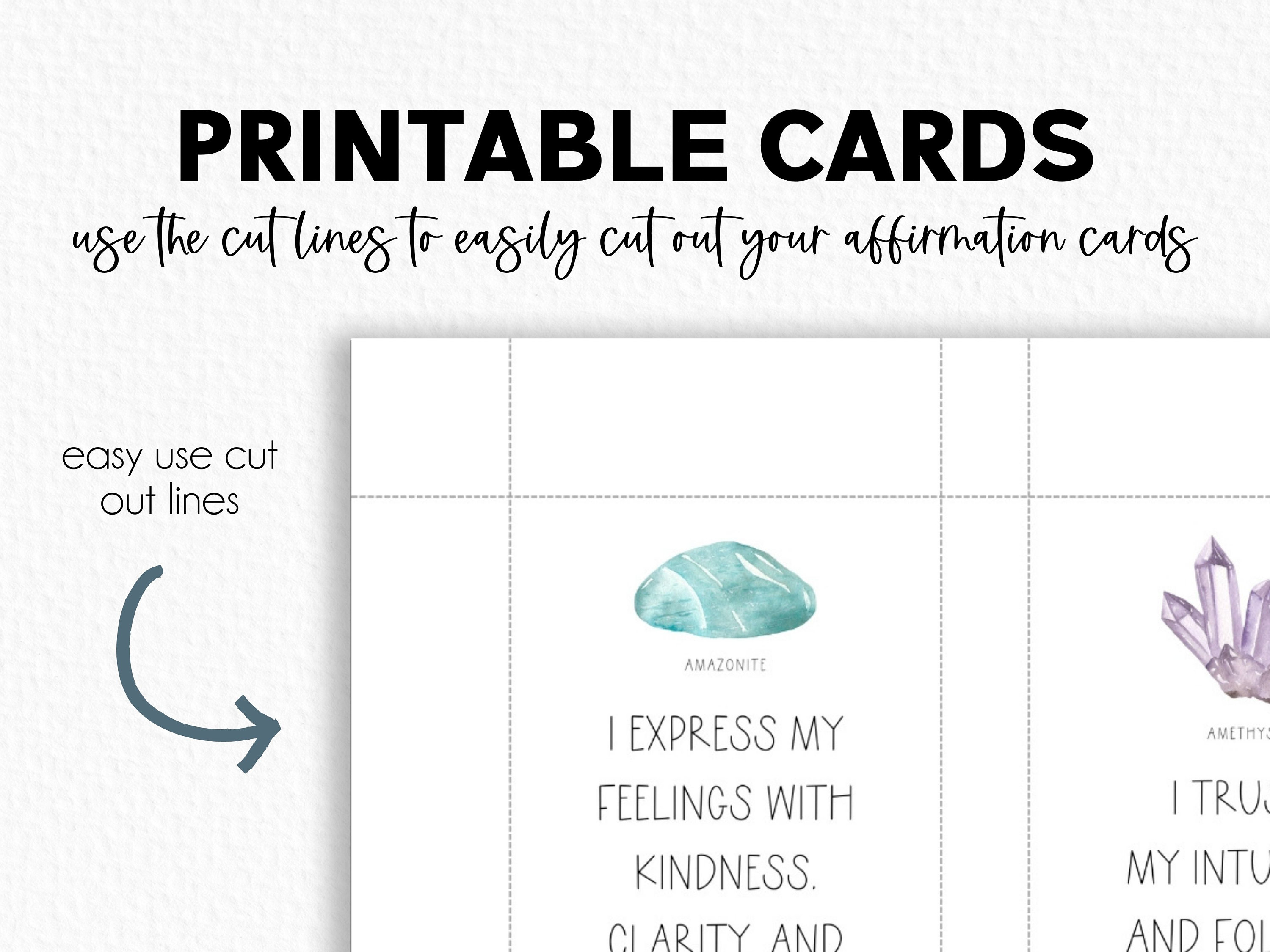 Positive Crystal Affirmations, Printable Affirmation Cards, Manifesting ...