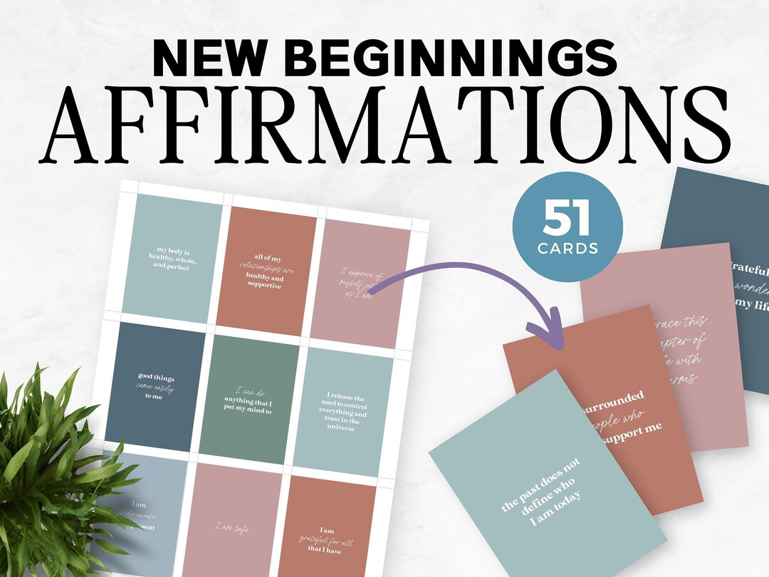 Affirmation Cards for New Beginnings | Printable Affirmation Cards PDF ...