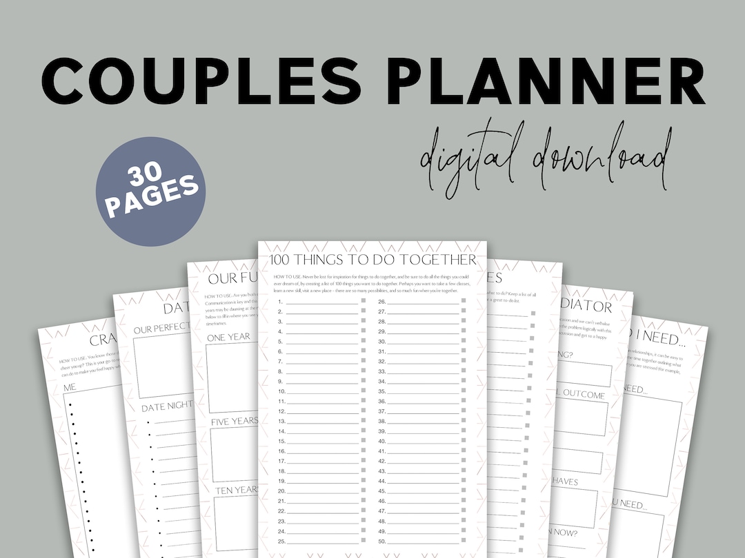 Couples Planner - Fun Printable Planner for Couples, Couples Activities ...