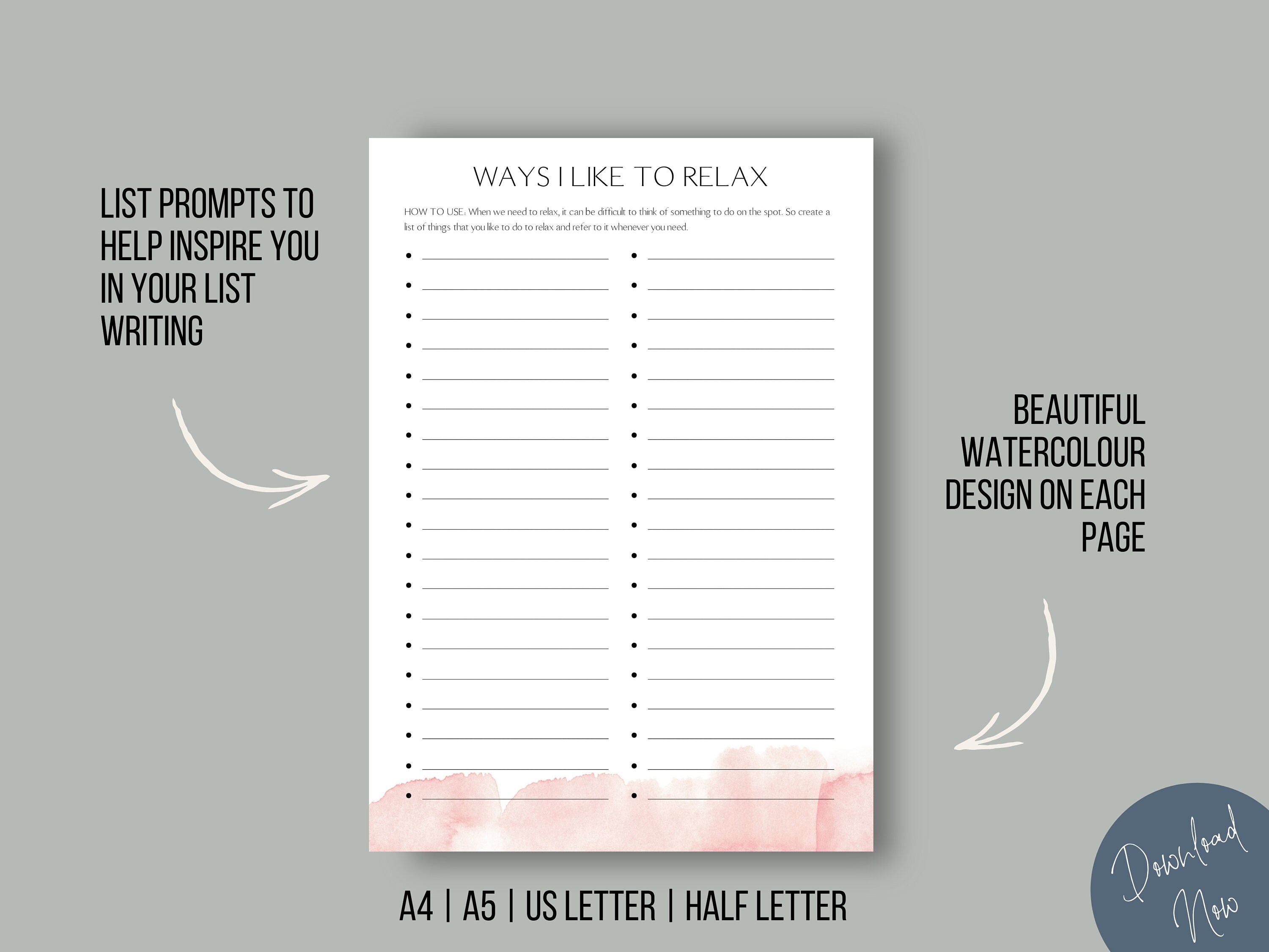 Fun List Planner, Printable List Planner, Lists to Write, Fun Lists ...