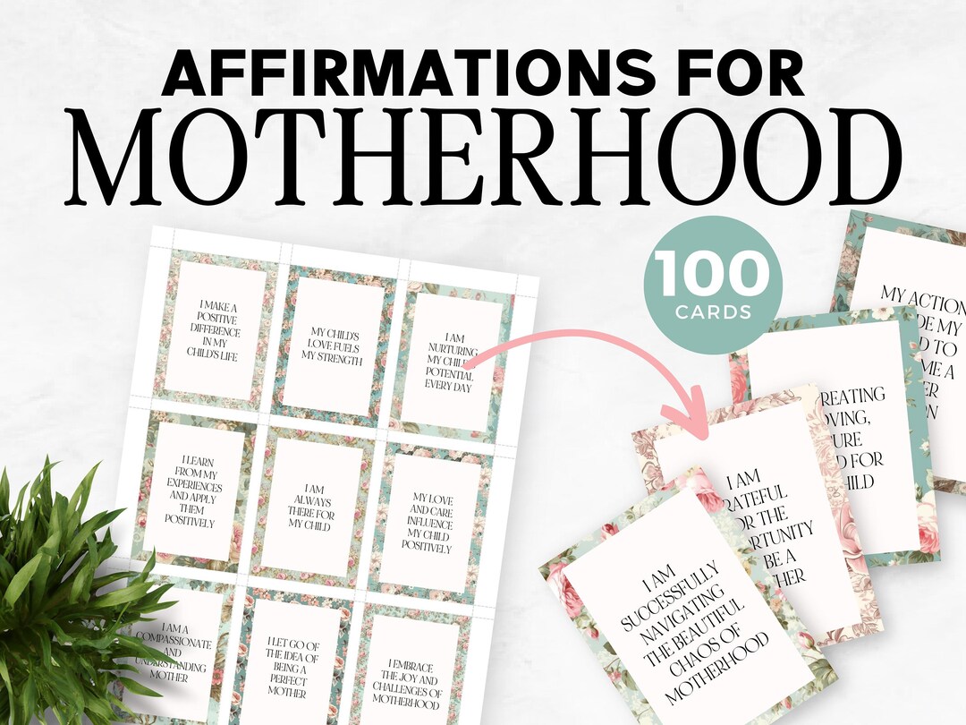 Positive Affirmation Cards for Motherhood, Motherhood Affirmations ...